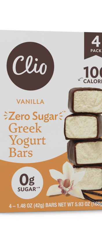 Refrigerated Greek Yogurt Bars - Full Size 4 Pack - Vanilla – Clio Snacks