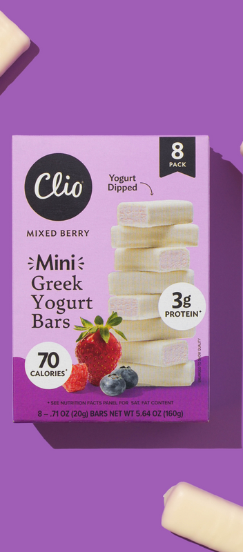 Refrigerated Greek Yogurt Bars - Mini Size 8 Pack - Vanilla – Clio Snacks
