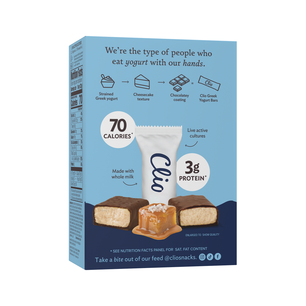 Salted Caramel Greek Yogurt Minis - 8 Bar Count | Clio Snacks