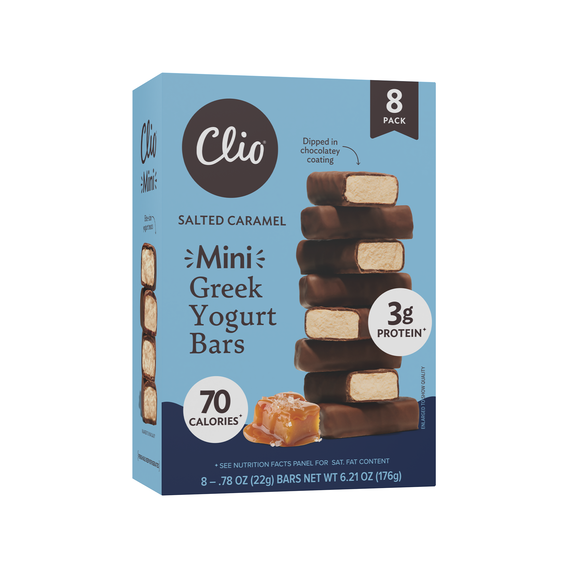 Salted Caramel Greek Yogurt Minis - 8 Bar Count – Clio Snacks